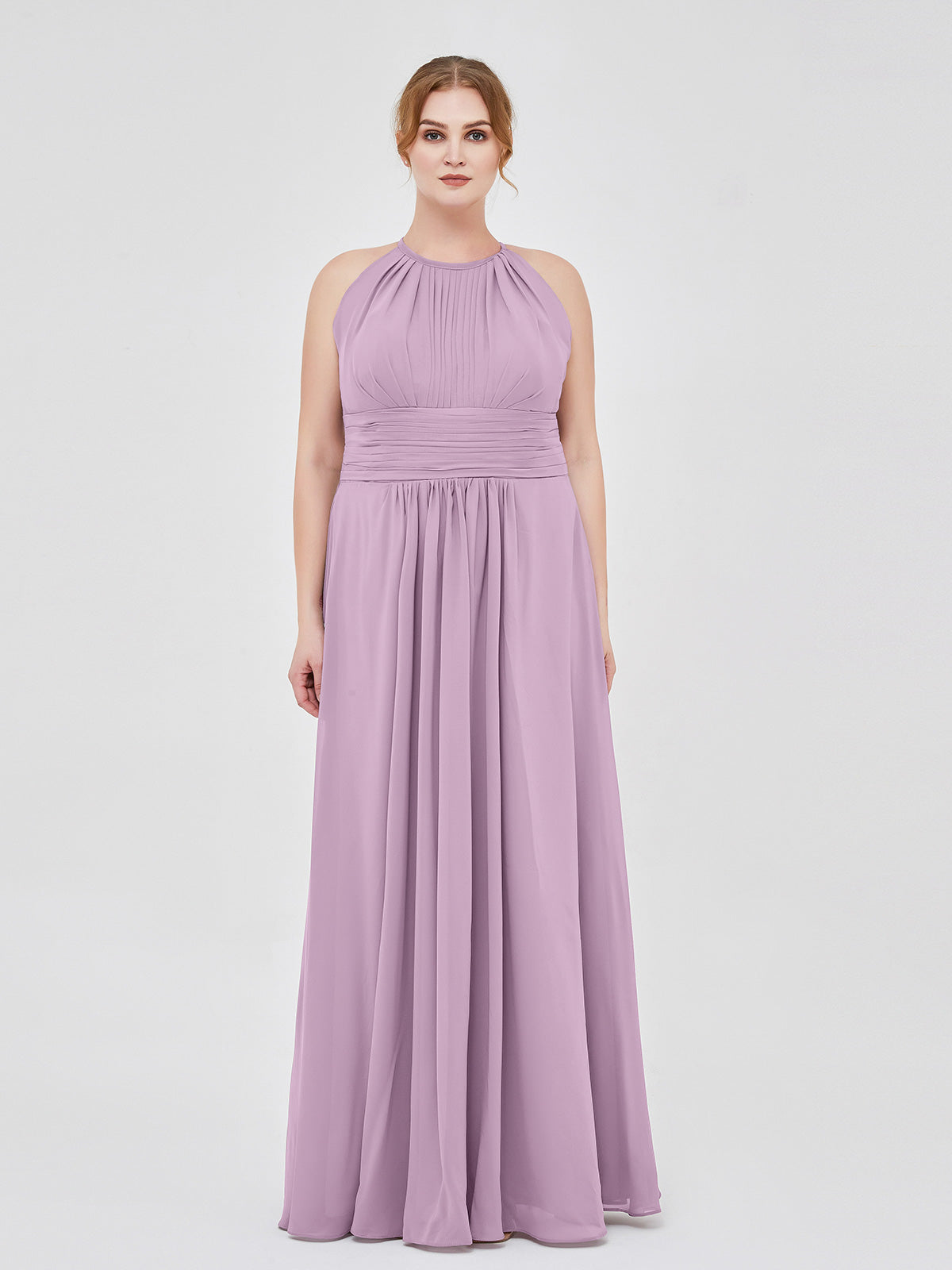 Neckholder Chiffon Maxi Kleid der Brautjungfer Blauregen |BABARONI ...